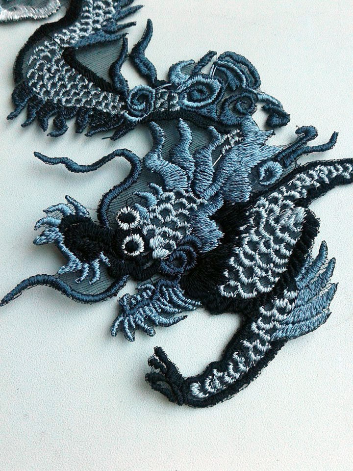Moks92p Gray Dragon Embroidered Patch - Etsy