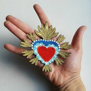 Moks120(p) Sacred Heart Milagro Embroidery Patch - Etsy
