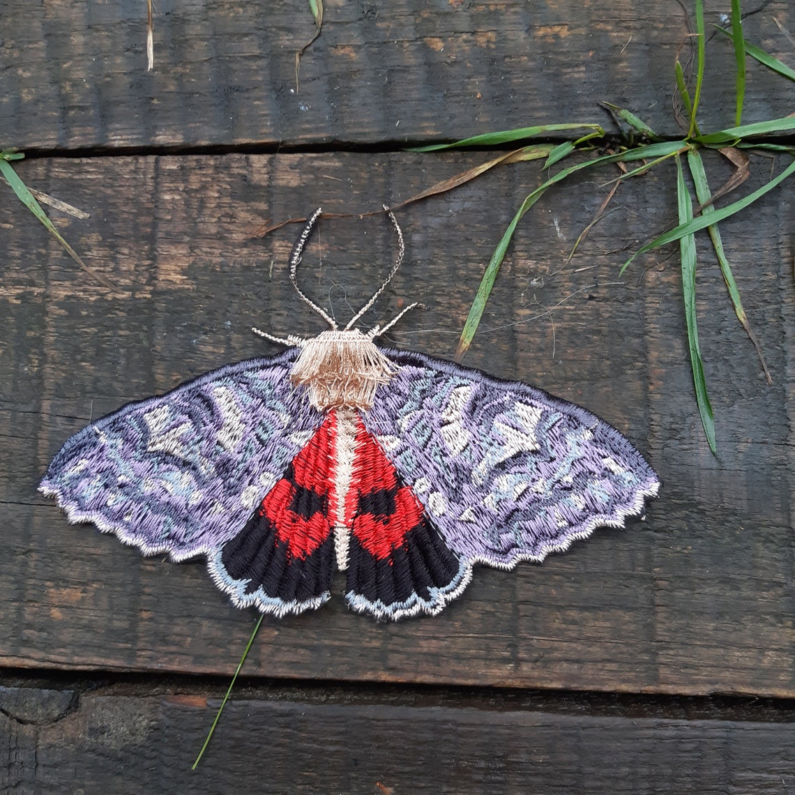 Moks556 Large Moth Embroidery Patch, Red Underwing Moth, Wild Life Elf ...