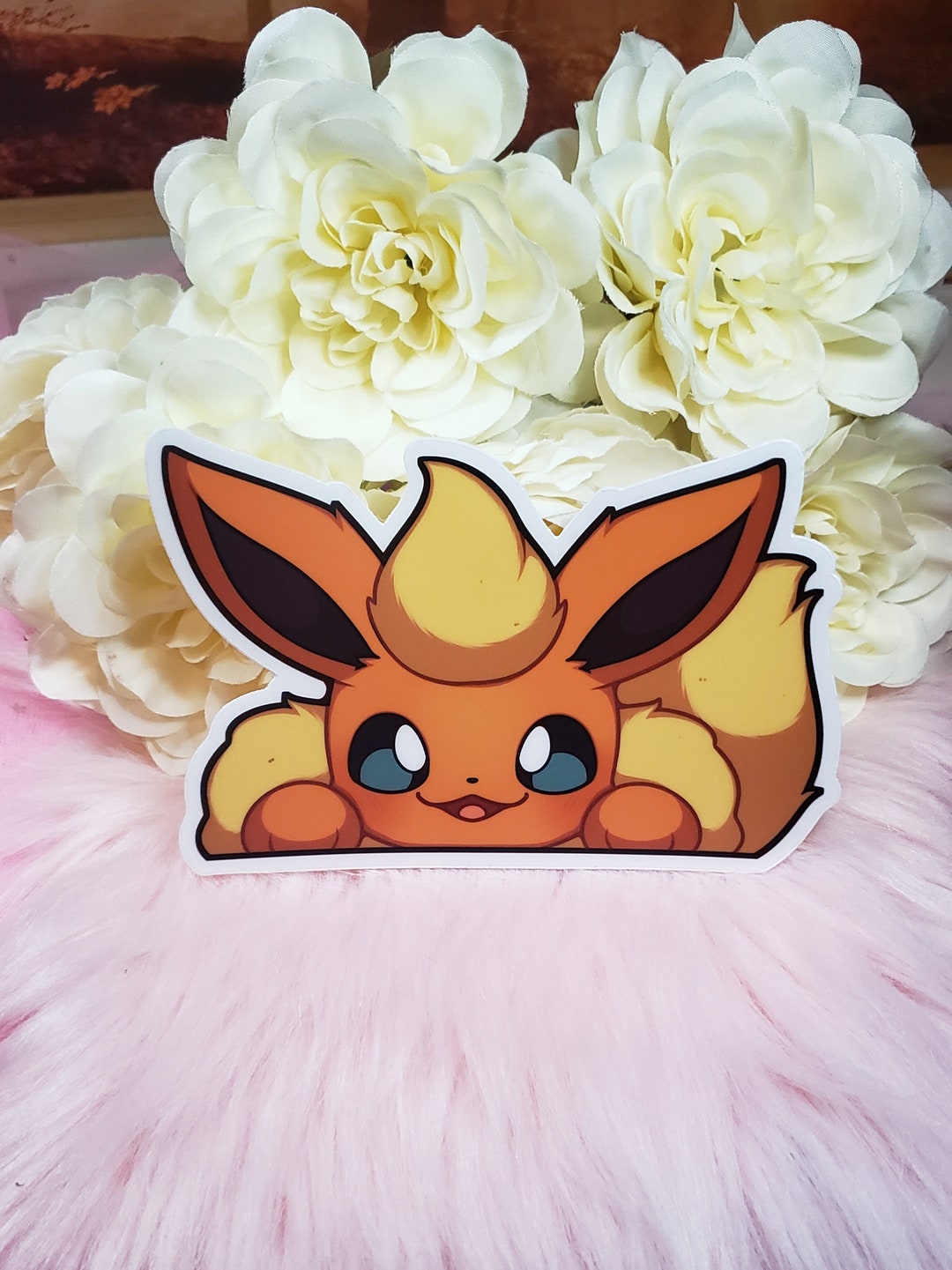 Cute Anime Fire Fox Vinyl Sticker, Manga Fox, Fox Laptop Sticker, Fire ...