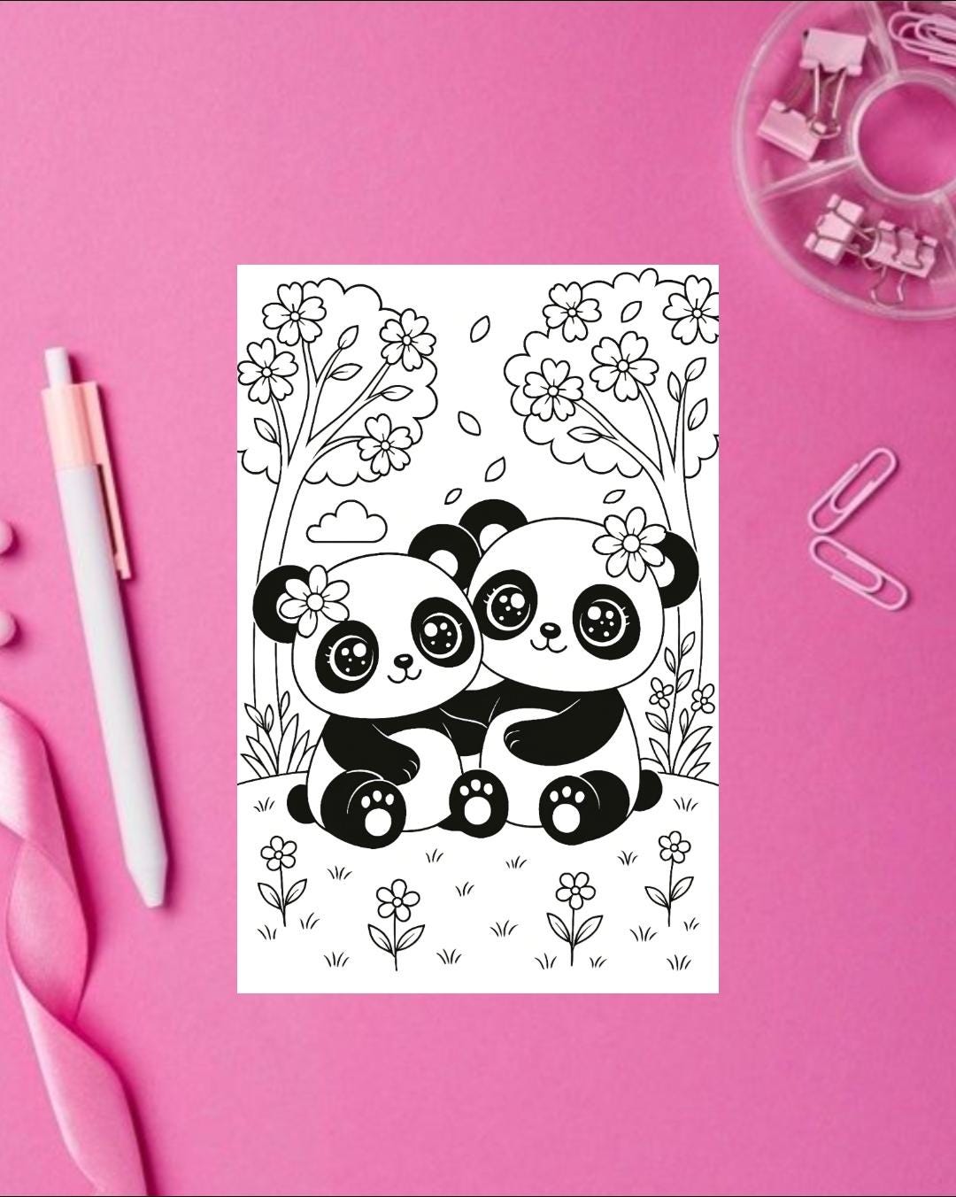 Kawaii Panda Coloring Pages Bundle – 4 Pack Digital Download | Cute ...