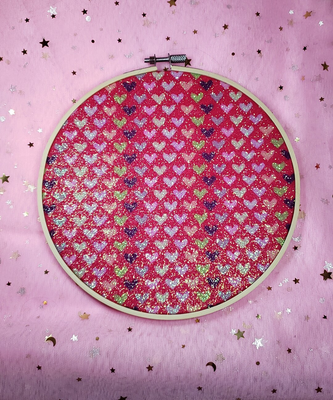 Glitter Rainbow Heart Pin Hoop Display, Pin Display, Embroidery Pin ...