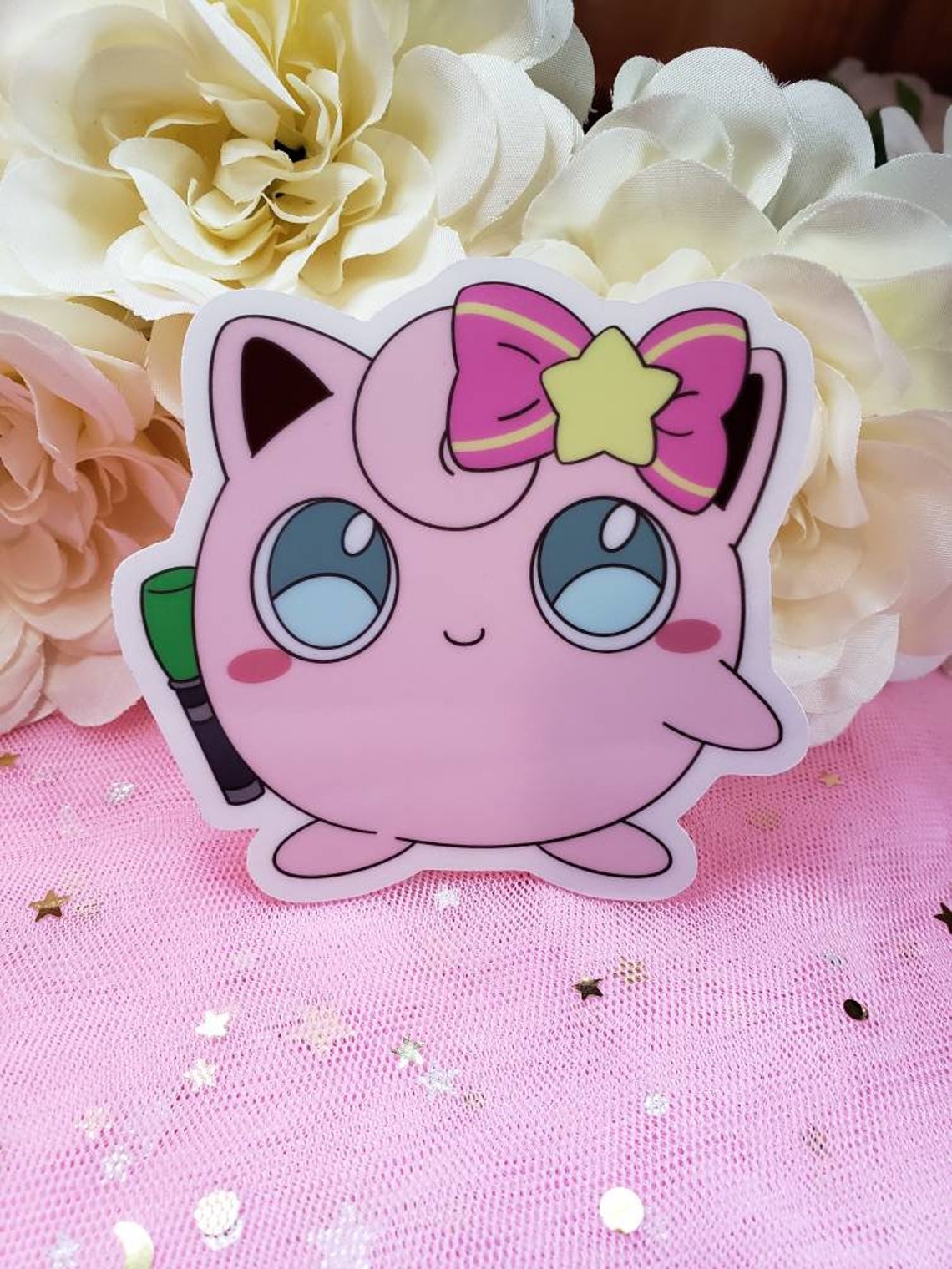 Cute Anime Puffy Sticker Pink Kawaii Water Bottle Sticker - Etsy