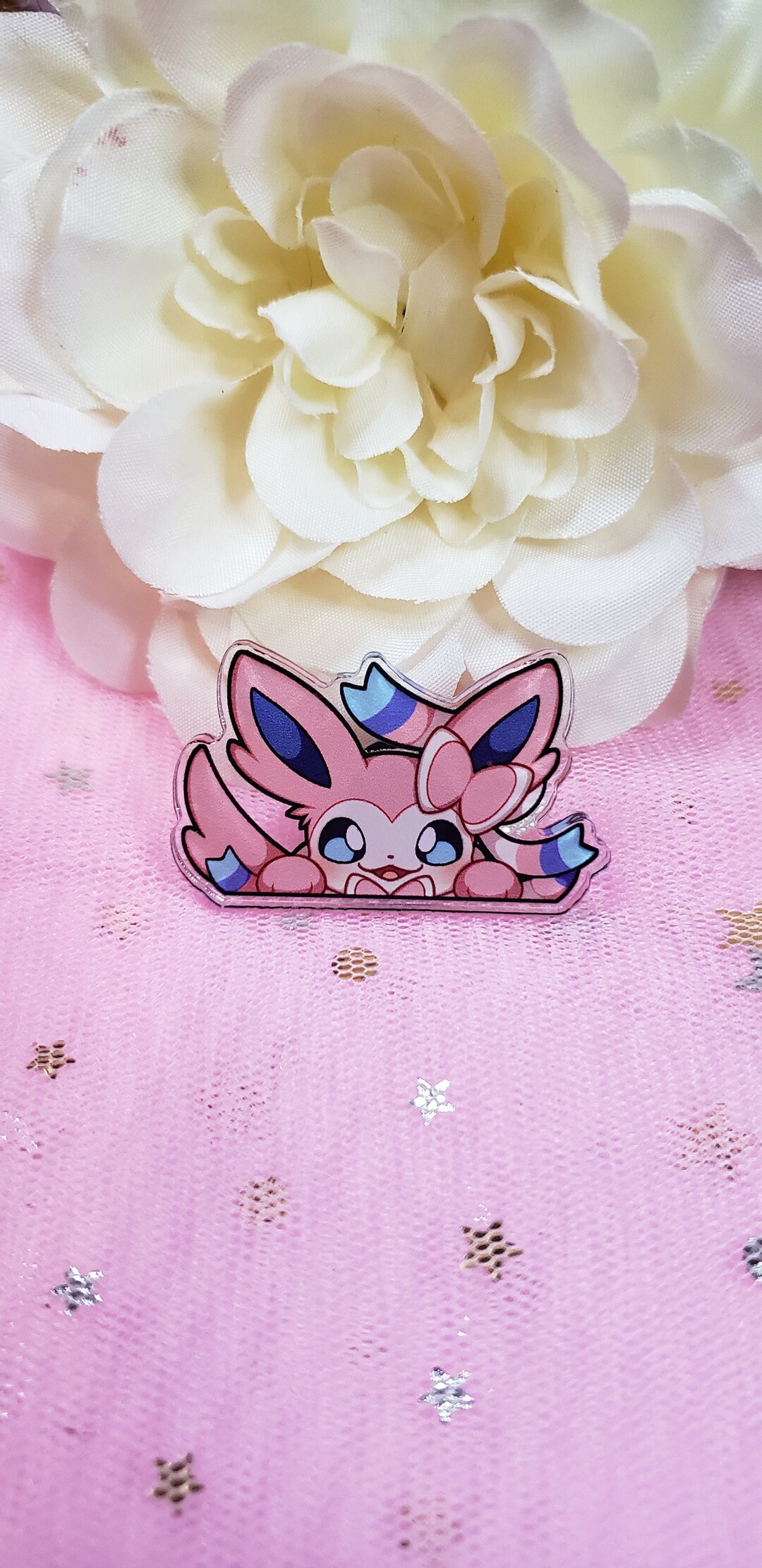 Anime Pink Manga Fox Acrylic Pin, Cute Fox Manga Lapel Pin, Kawaii ...