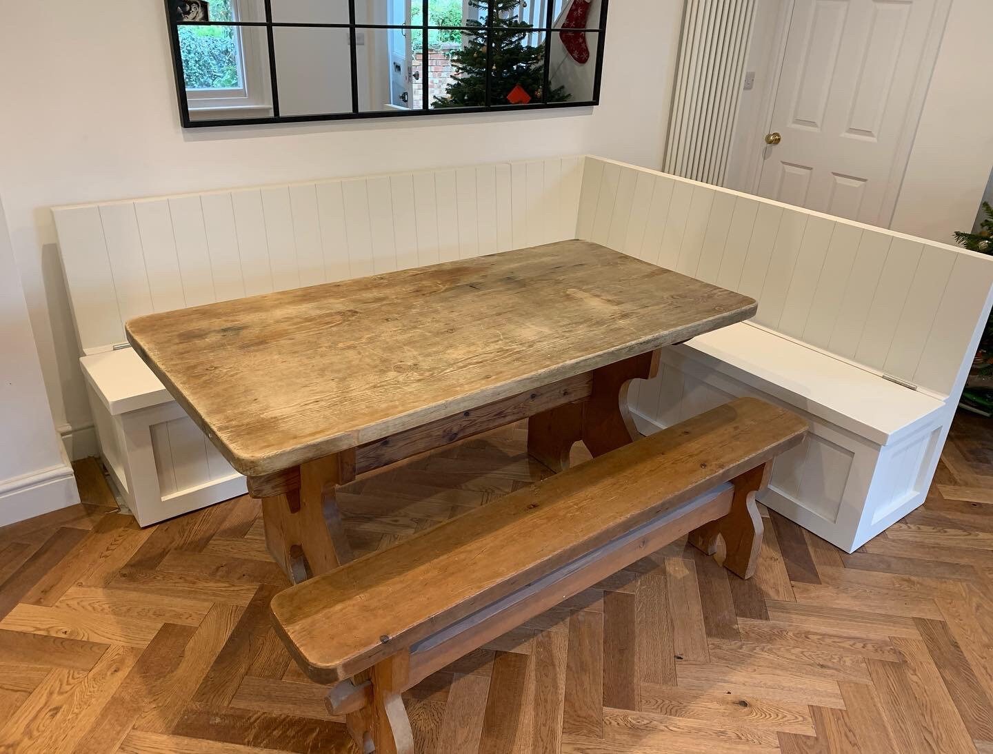 Modern Slanted Banquette Seating Area With Antique Table and | Etsy