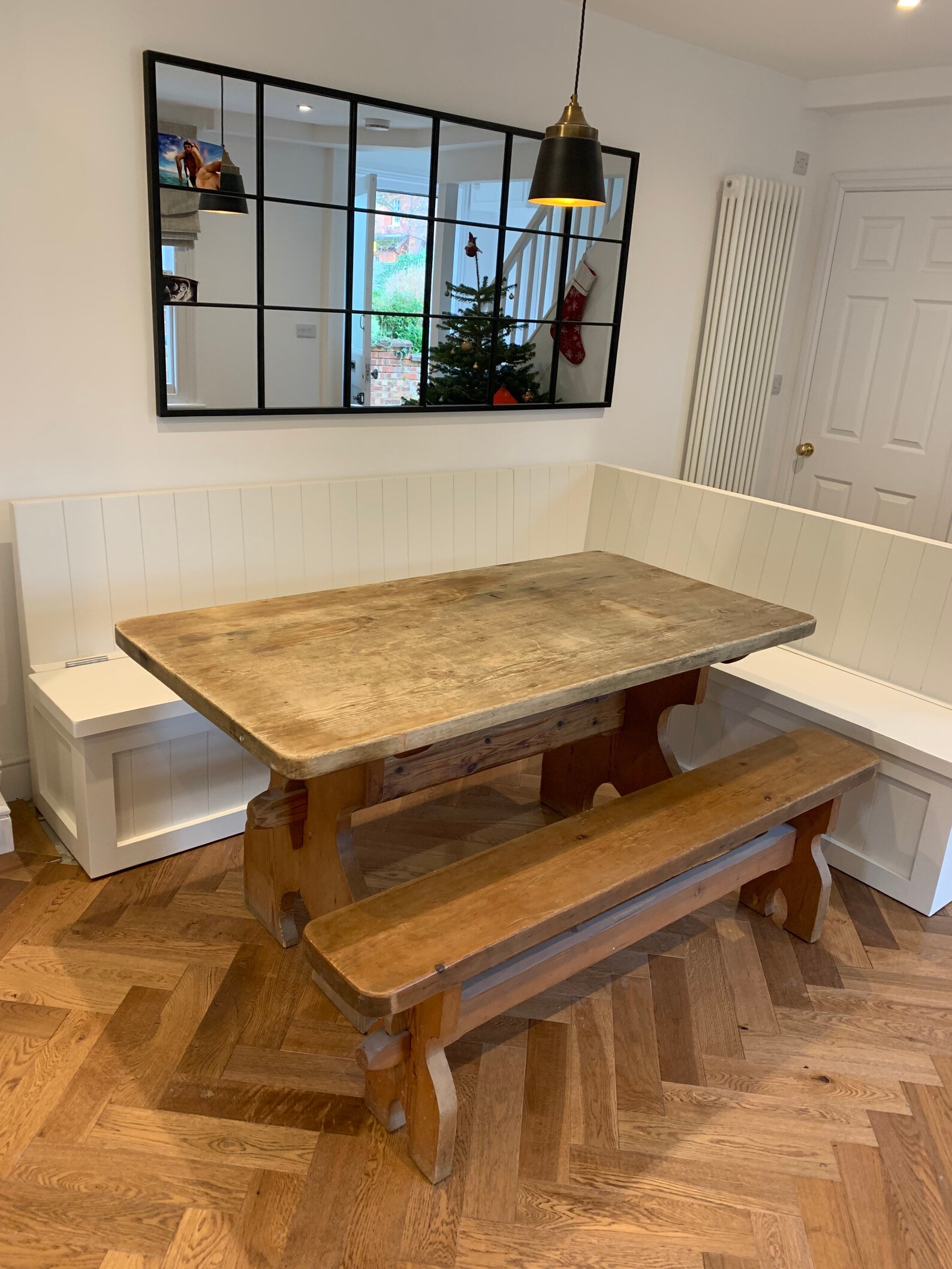 Modern Slanted Banquette Seating Area With Antique Table and | Etsy