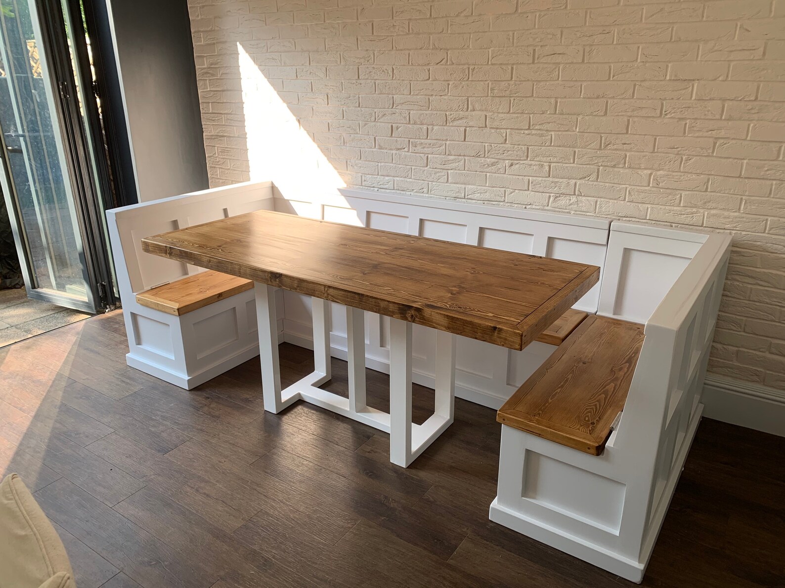 Horseshoe U Shape Corner Seating Dining Set Banquette Industrial Table ...