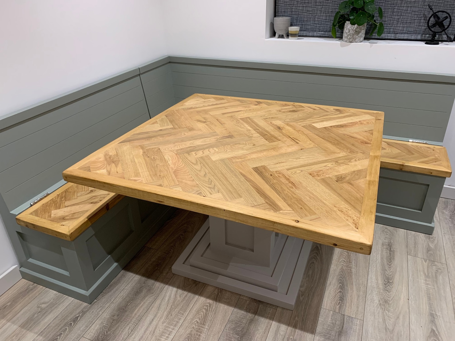 Banquette Seating Parquet Herringbone Table - Etsy