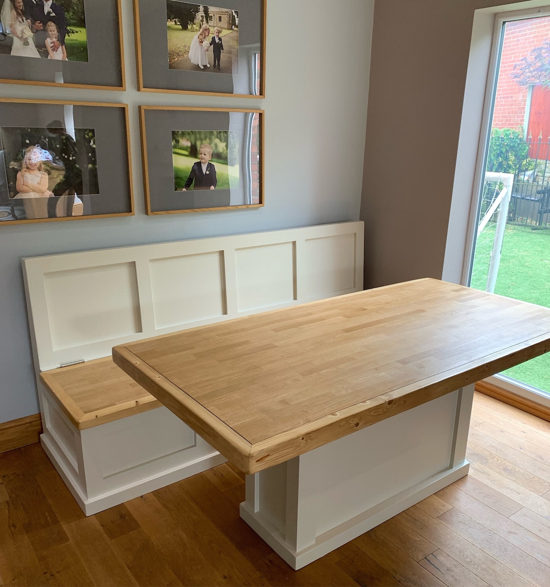 Angled Back Oak Topped Banquette Seating With Large Oak Table - Etsy