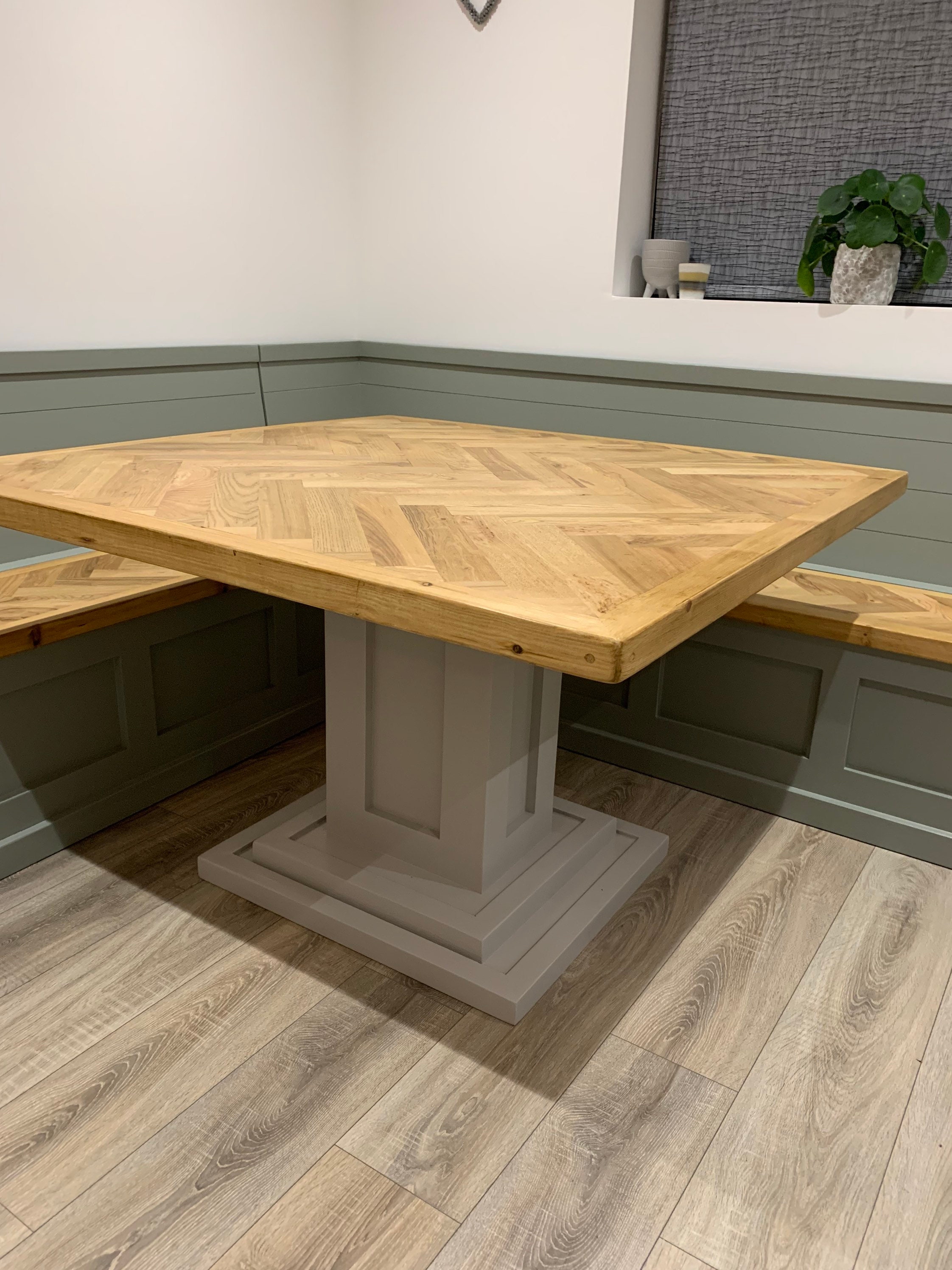 Banquette Seating Parquet Herringbone Table - Etsy