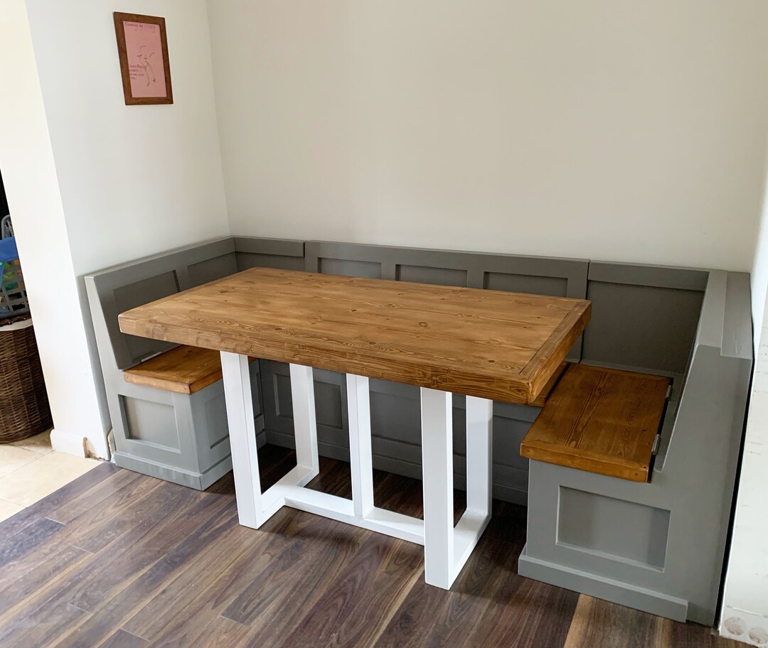 Horseshoe U Shape Corner Seating Dining Set Banquette and Industrial ...