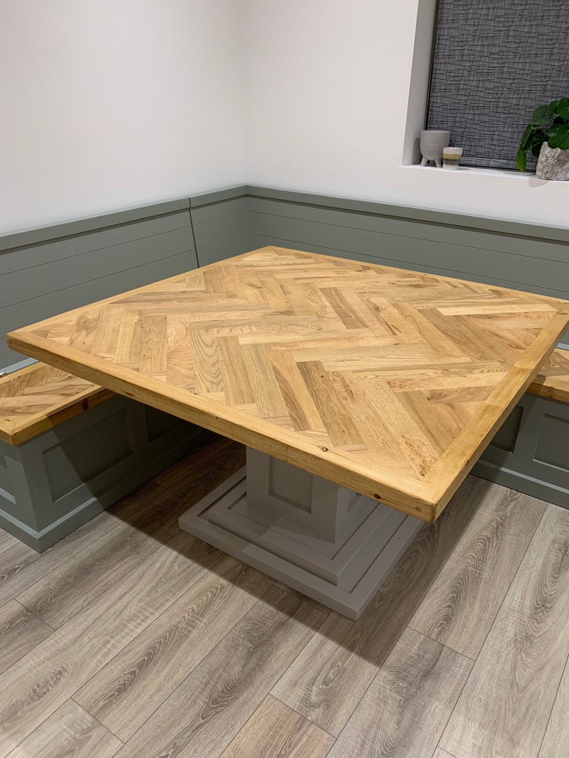 Banquette Seating Parquet Herringbone Table - Etsy