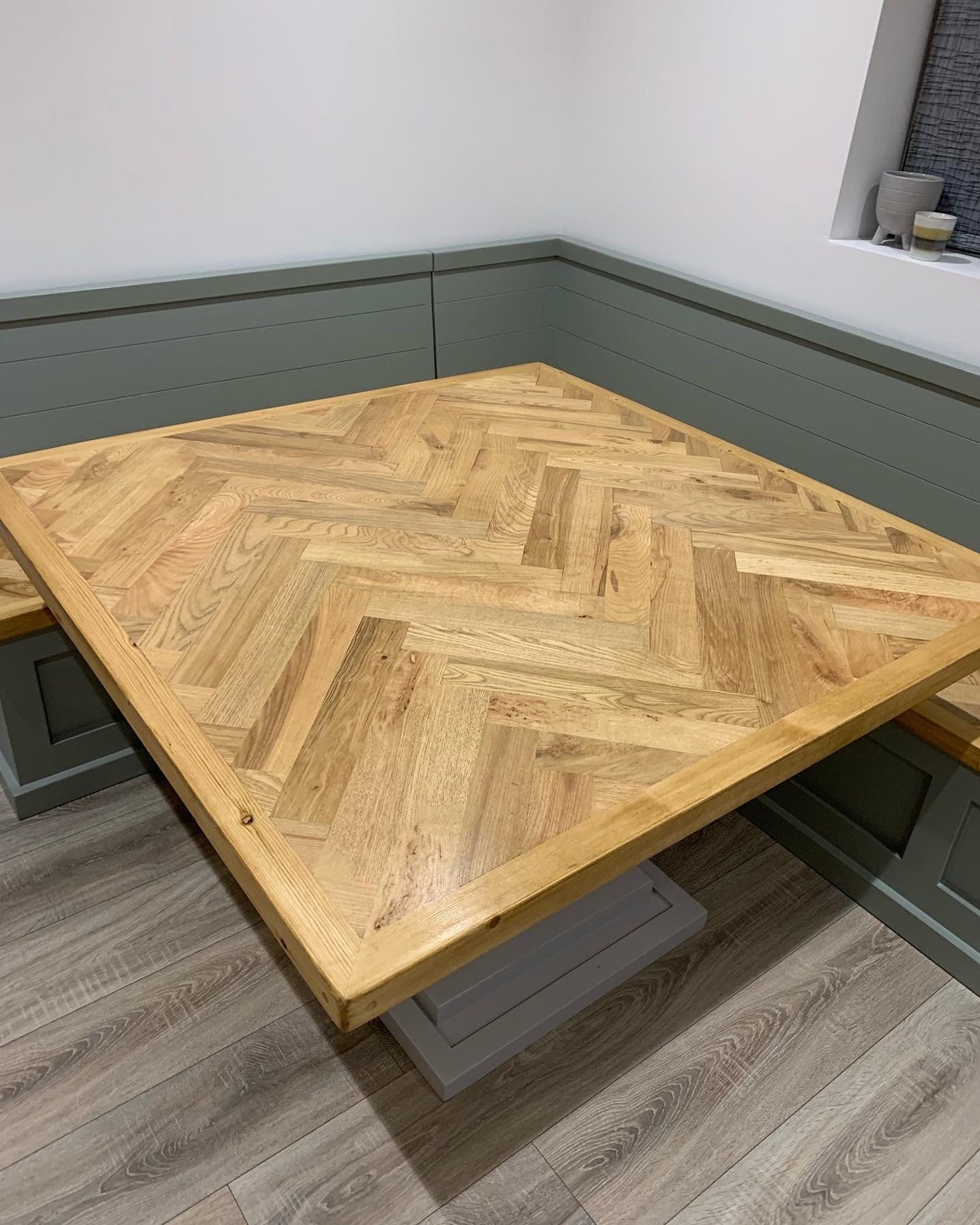 Banquette Seating Parquet Herringbone Table - Etsy