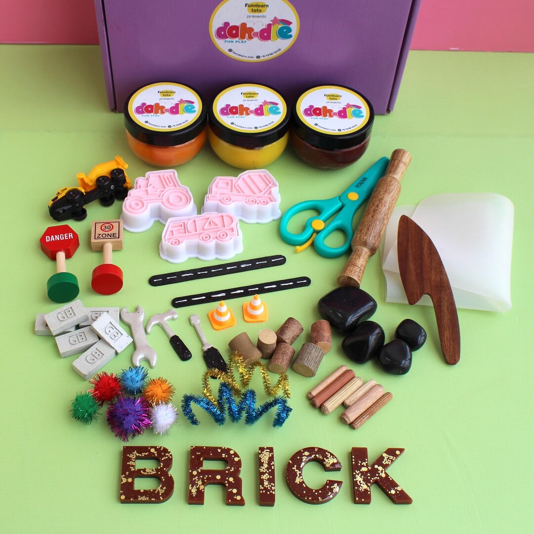 Building Blocks Construction Theme Dohdle Playdough Kit - Etsy