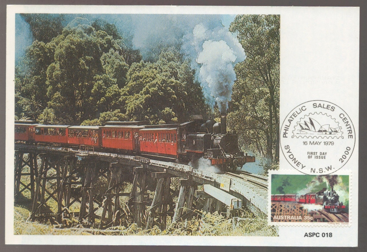 Australian STEAM LOCOMOTIVES Trains Railway 1979 Set of 4 Stamps Maxi ...