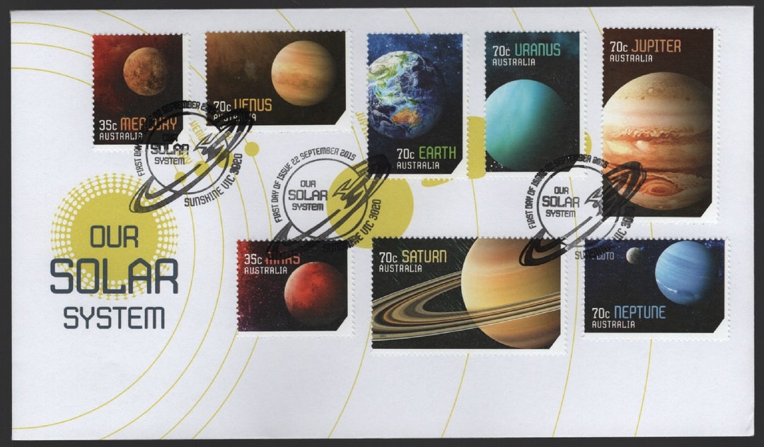 Our SOLAR SYSTEM Australia Set of 8 Stamps Showing Planets FDC Great ...