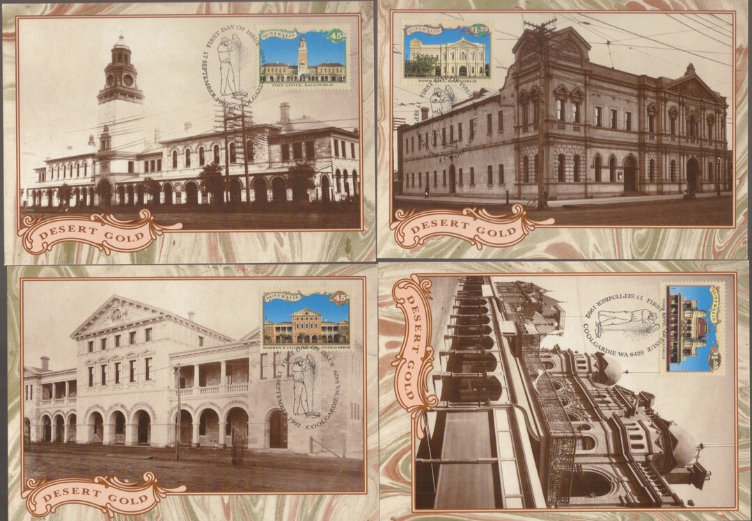 Australia Desert GOLD Rush Mining Towns Set of 4 Stamps Philatelic Maxi ...