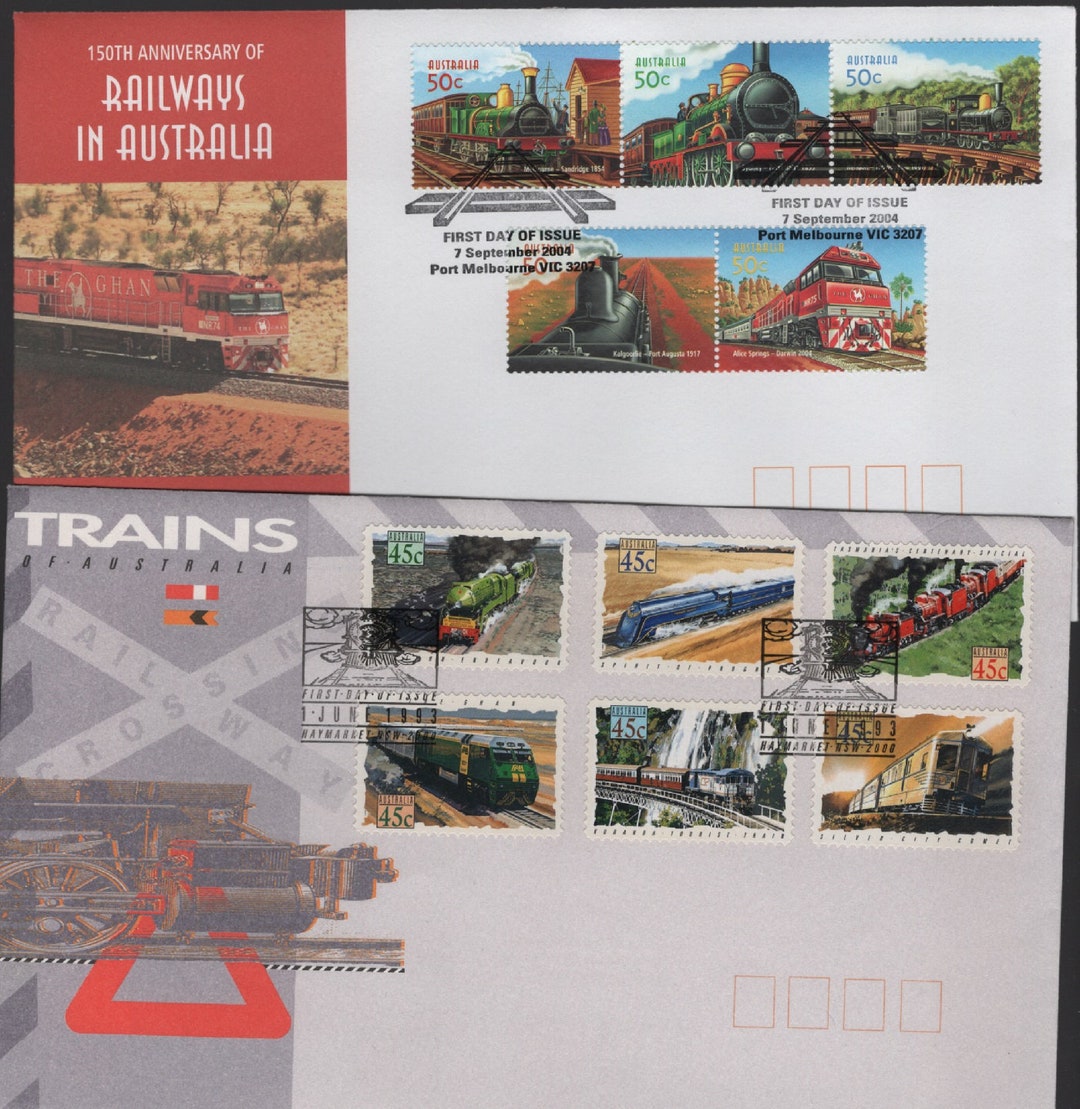 TRAINS and RAILWAYS of Australia Pair of Fdc's Philatelic Gift for Dad ...