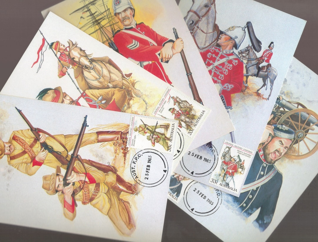 Colonial MILITARY Uniforms of Late 1800's Maxi Card Postcard Set of 5 ...