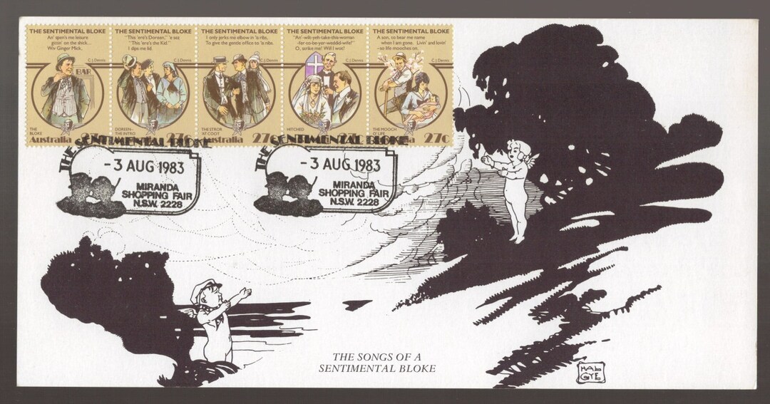 Australian Folklore Sentimental Bloke C.J Dennis Strip of 5 - Etsy
