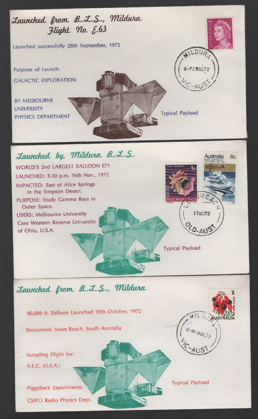 BALLOON Launched From Mildura B.L.S Australia 1972 Vintage Space Flight ...