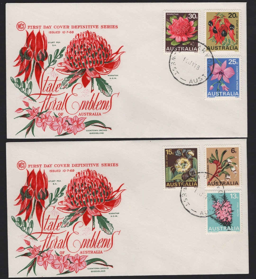 Vintage 1968 Australian State FLORAL Emblems Flowers Stamp WCS FDC ...