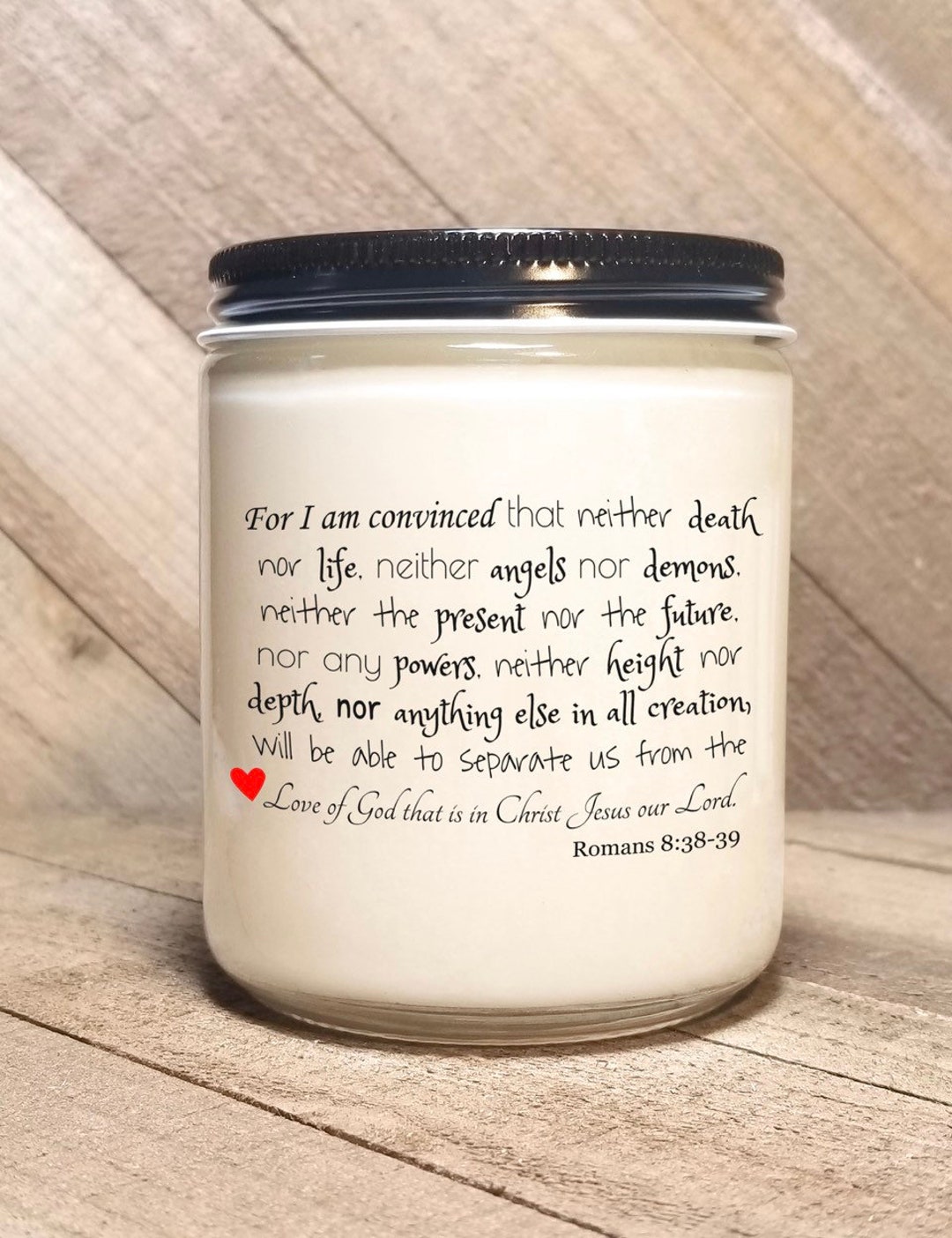 Romans 8:38-39, Bible Verse Candle, Scripture Candle, Personalize Gift ...