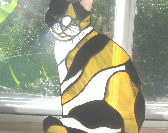 Stained Glass Calico Cat - Etsy