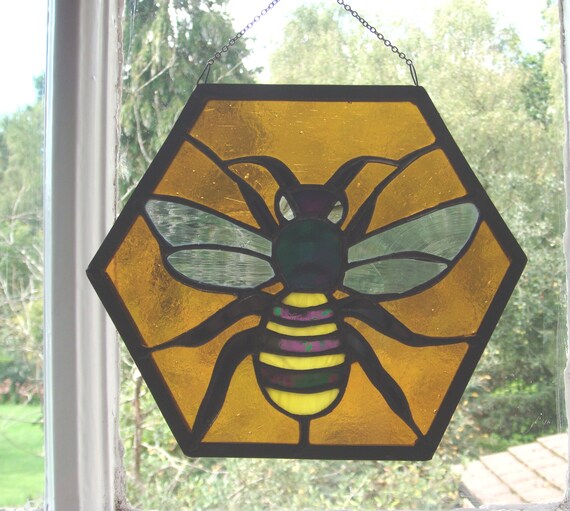 Stained Glass Bee Panel | Etsy