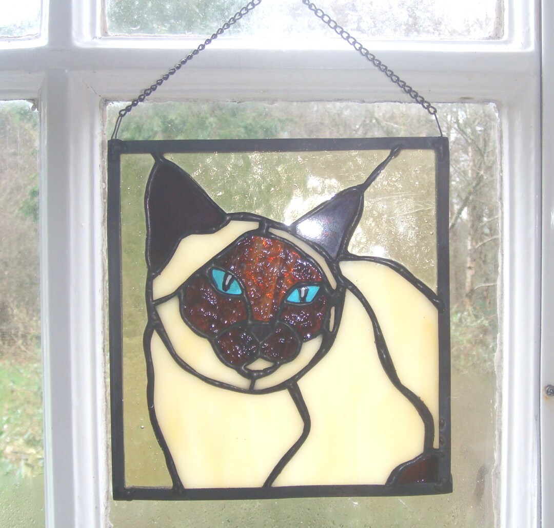 Stained Glass Siamese Panel - Brown Face - Etsy