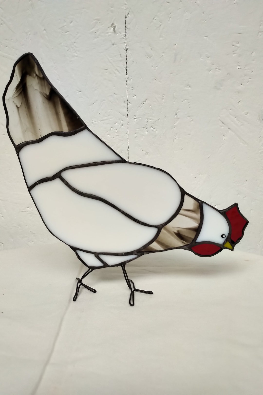 Stained Glass Hen - Black + White (pecking) - Etsy