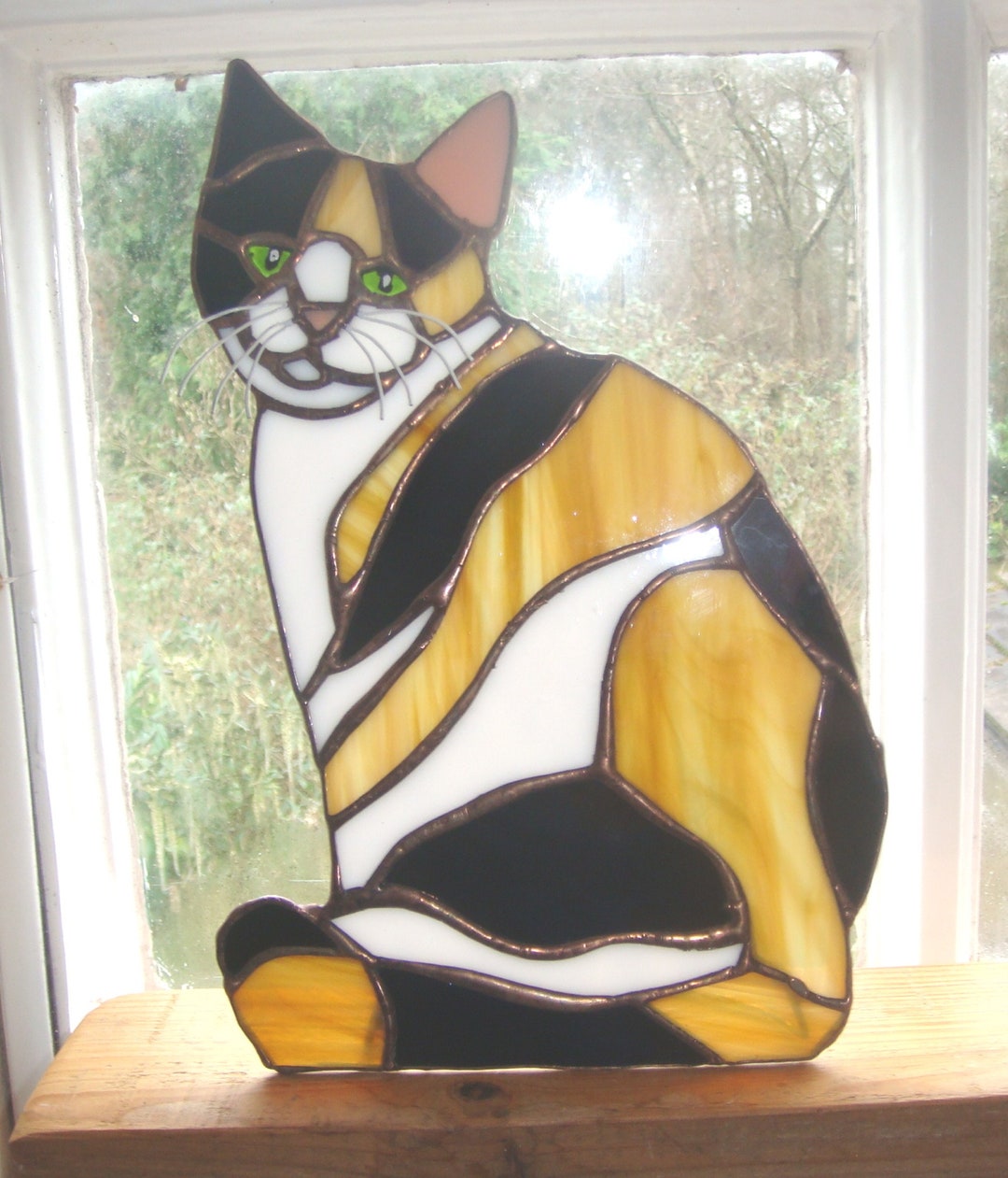 Stained Glass Calico Cat - Etsy