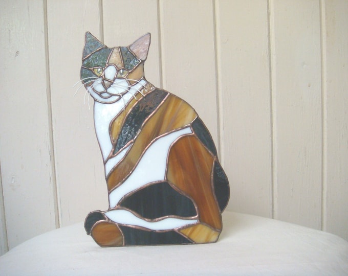 Stained Glass Calico Cat - Etsy