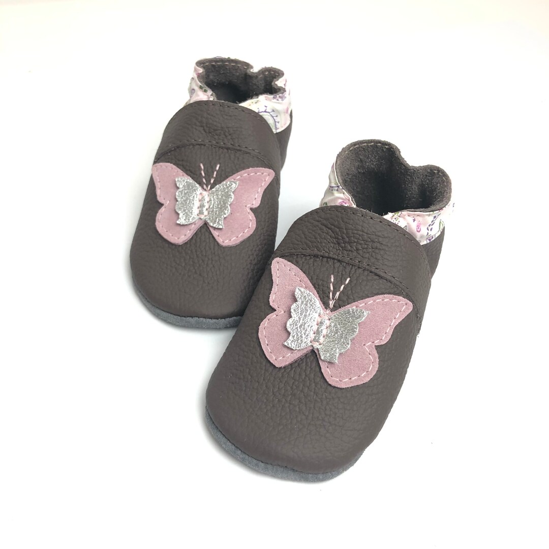 Crawling Shoes Brown/pink With 3D Butterflies - Etsy
