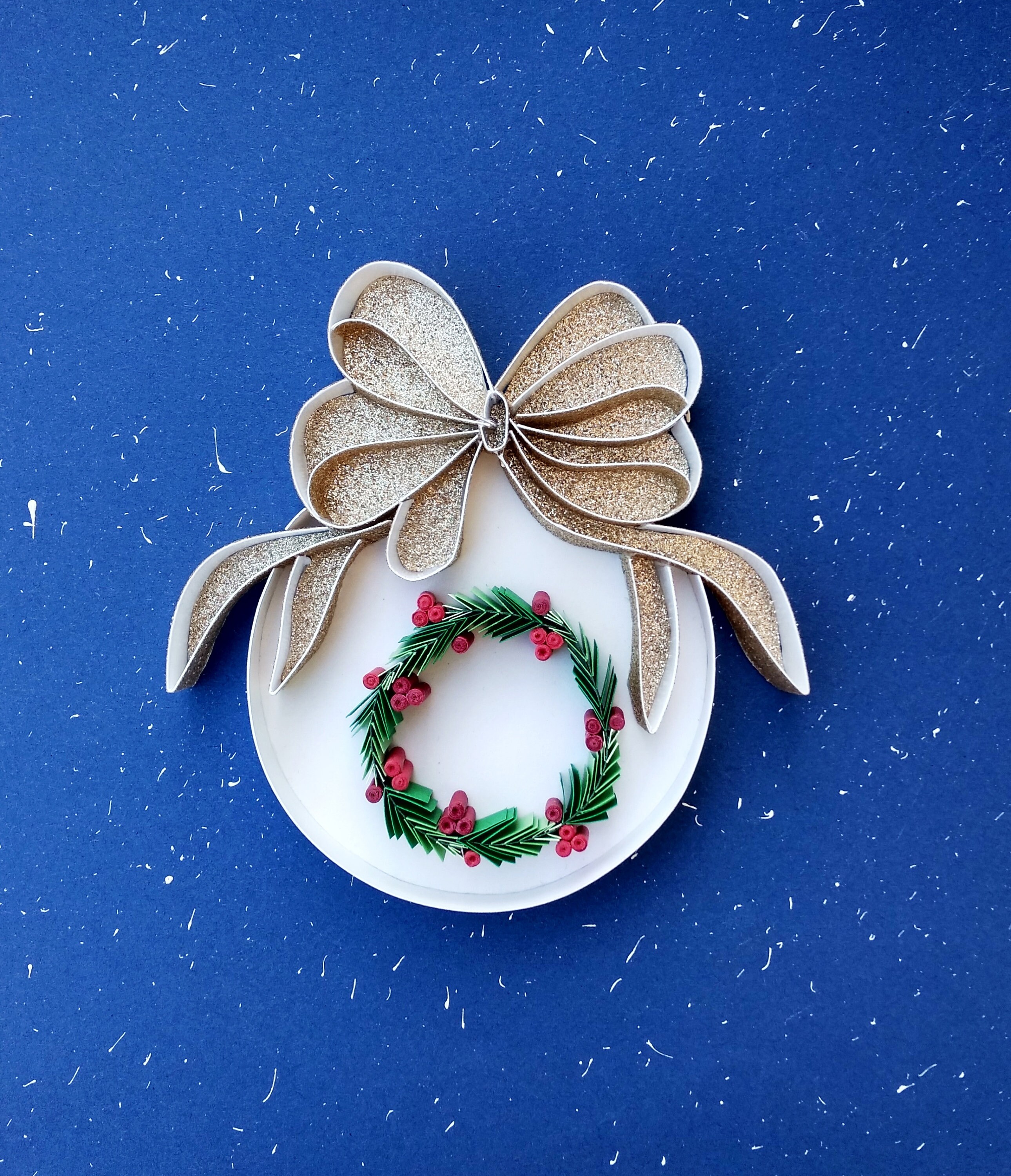 Christmas Bauble With Bow, Quilling Paper, Handmade Gift, Home Decor ...
