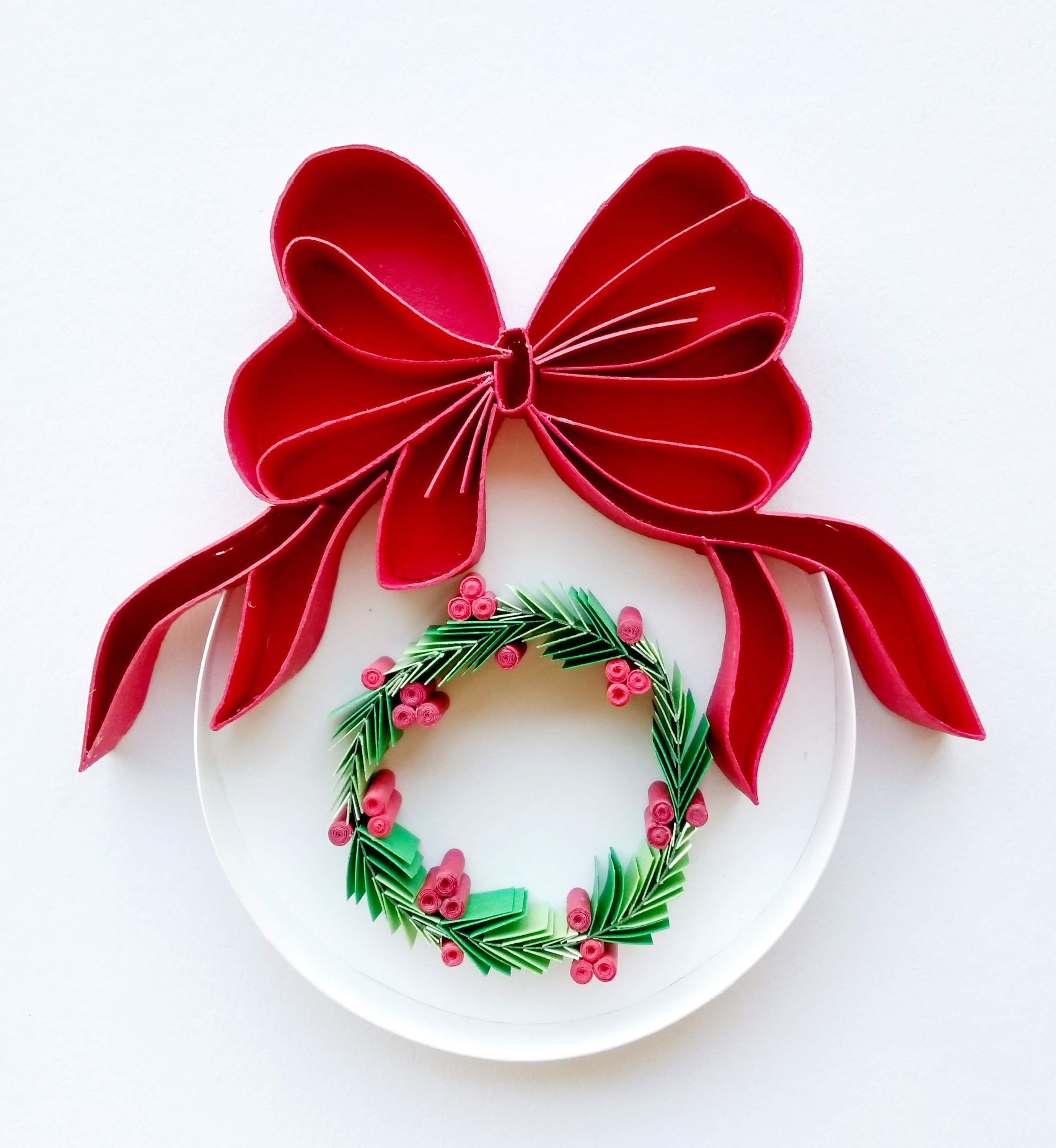 Christmas Bauble With Bow, Quilling Paper, Handmade Gift, Home Decor ...