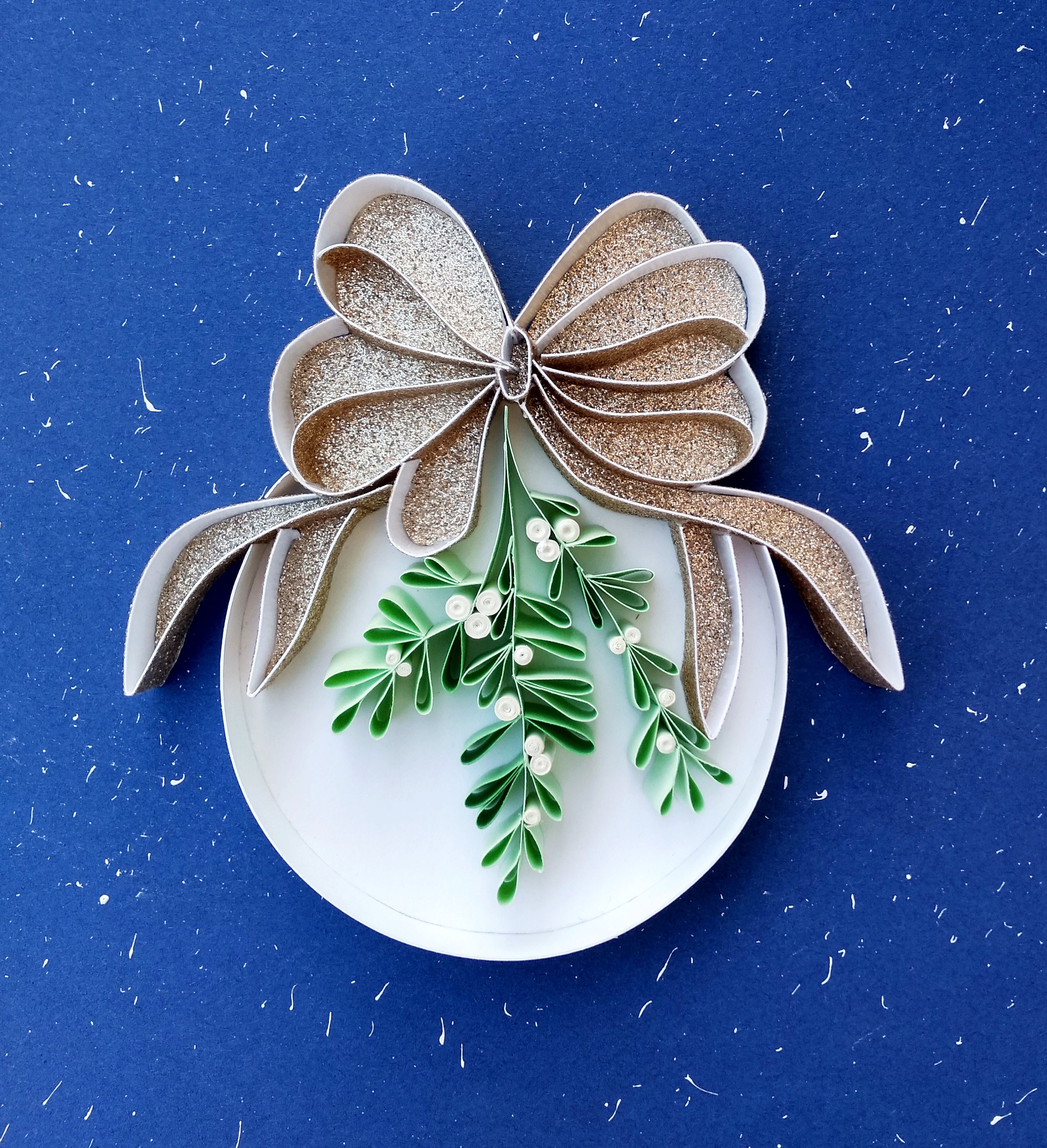 Christmas Bauble With Bow, Quilling Paper, Handmade Gift, Home Decor ...