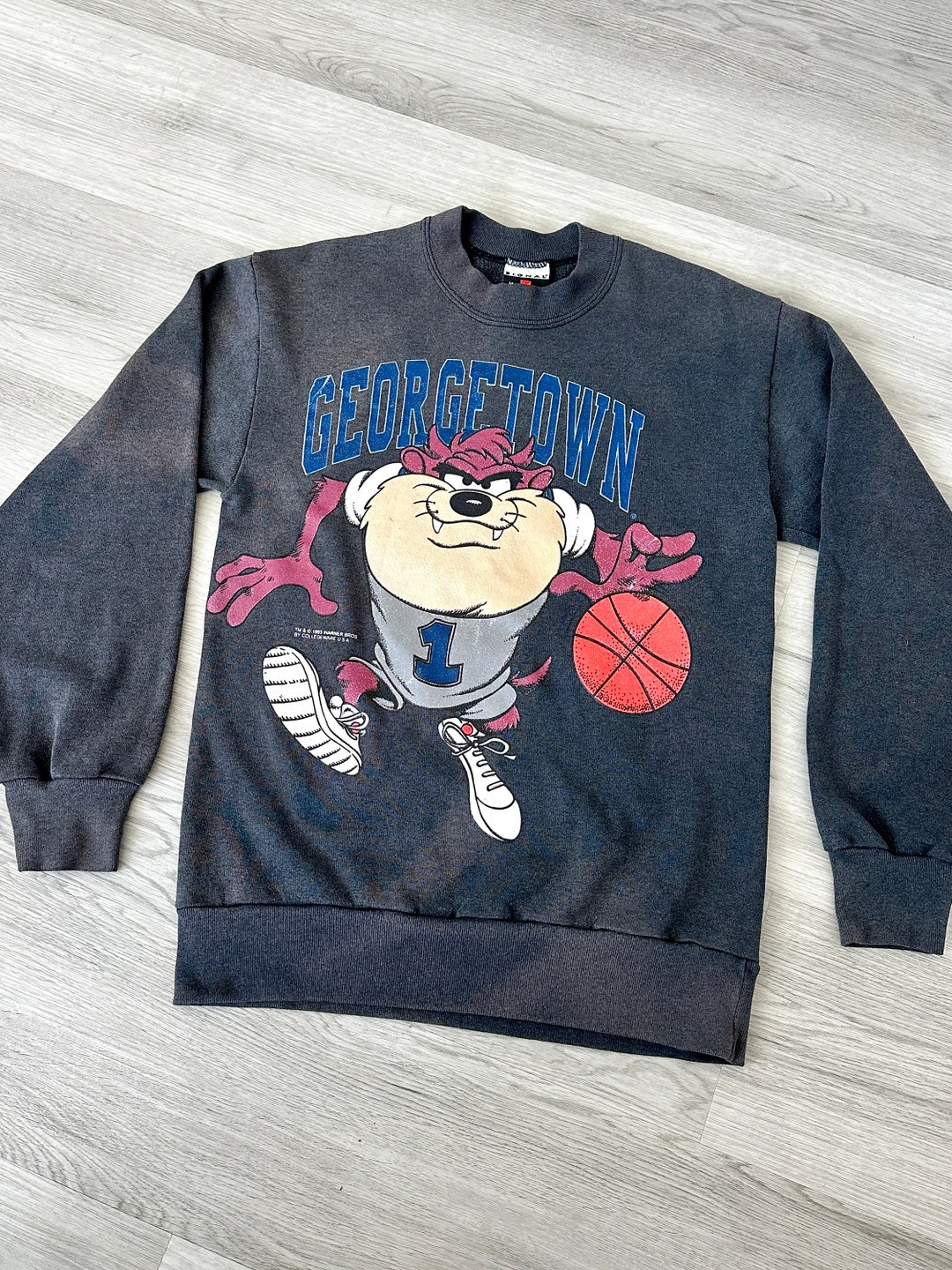 Georgetown University Taz Looney Tunes Basketball Crewneck Sweatshirt ...