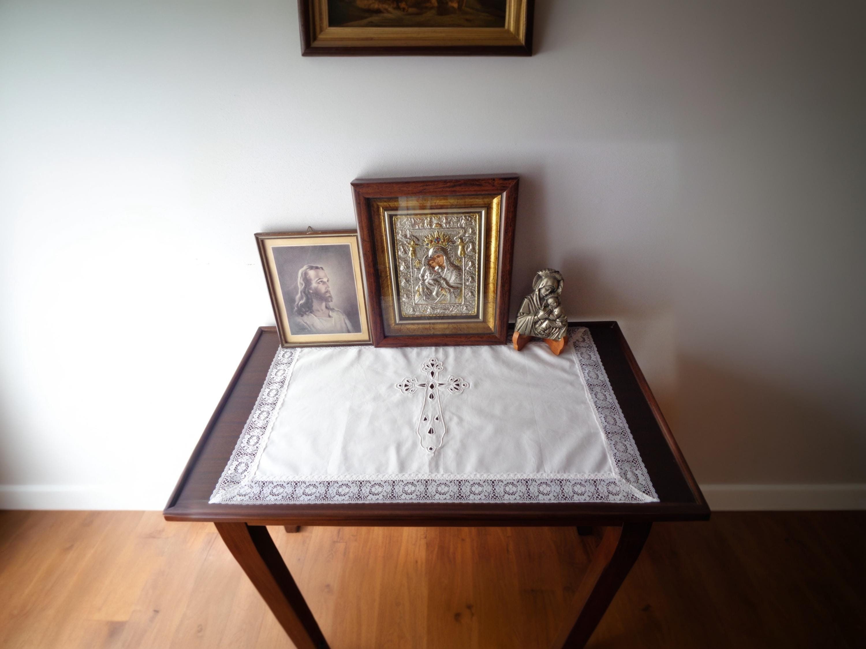 Home Altar Cloth Crosses - Small Altar Cloth - Cutwork Embroidery Cover ...