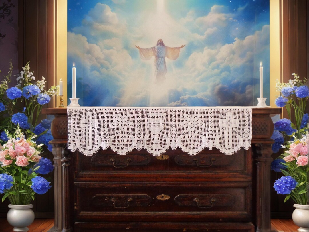 Cross and Chalice Lace Trim Catholic Ecclesiastical Religious Borders ...