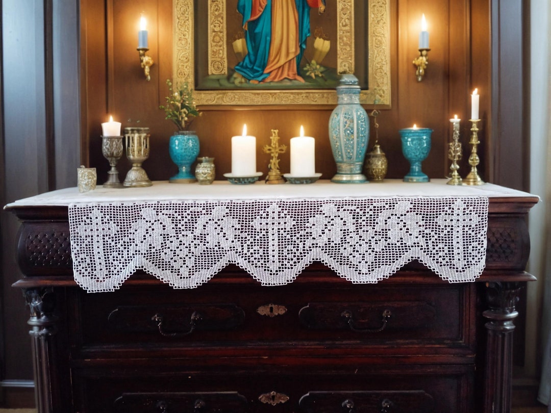 Liturgical Lace Trim Cross and Grape Catholic Christian Church 8.6 Inch ...