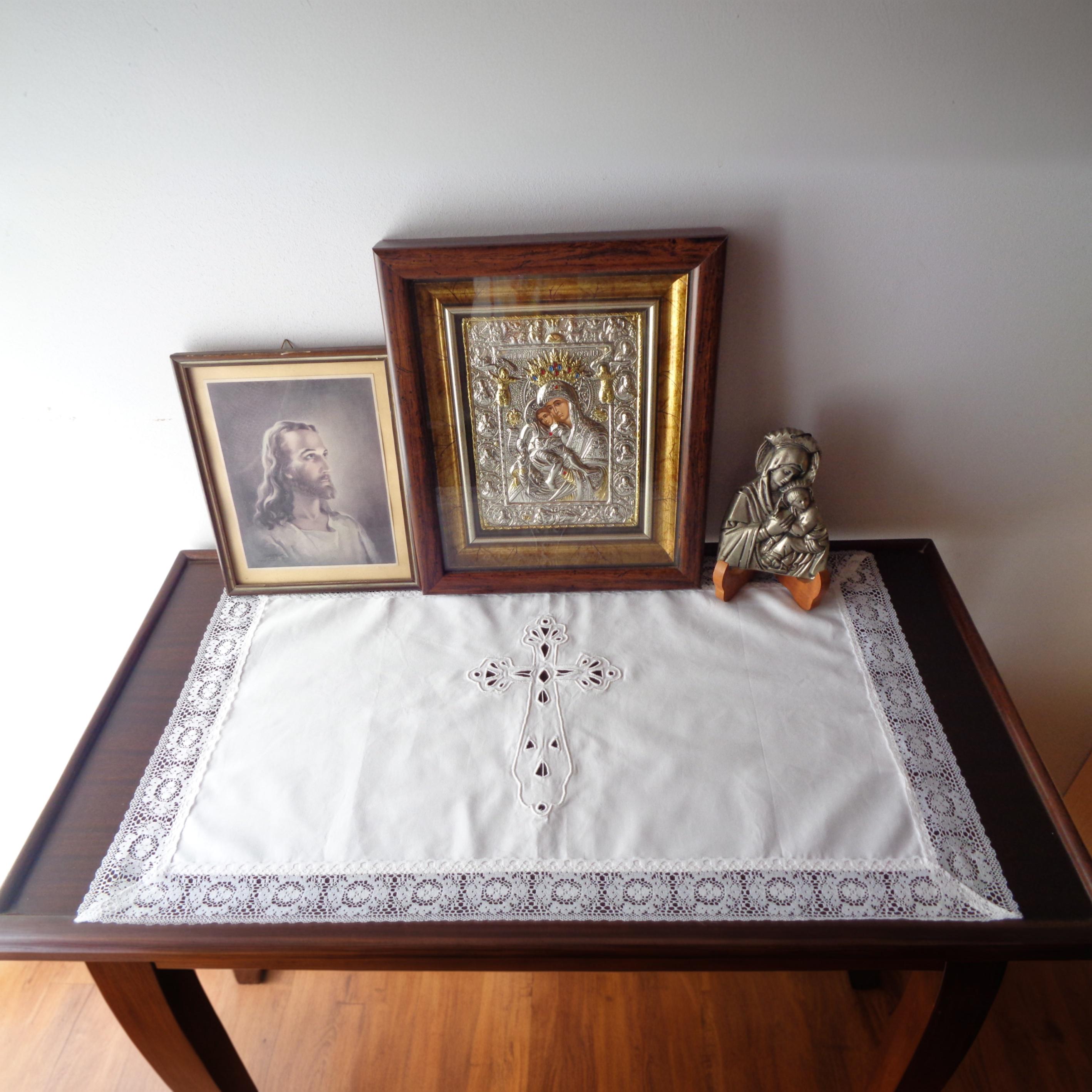 Home Altar Cloth Crosses - Small Altar Cloth - Cutwork Embroidery Cover ...