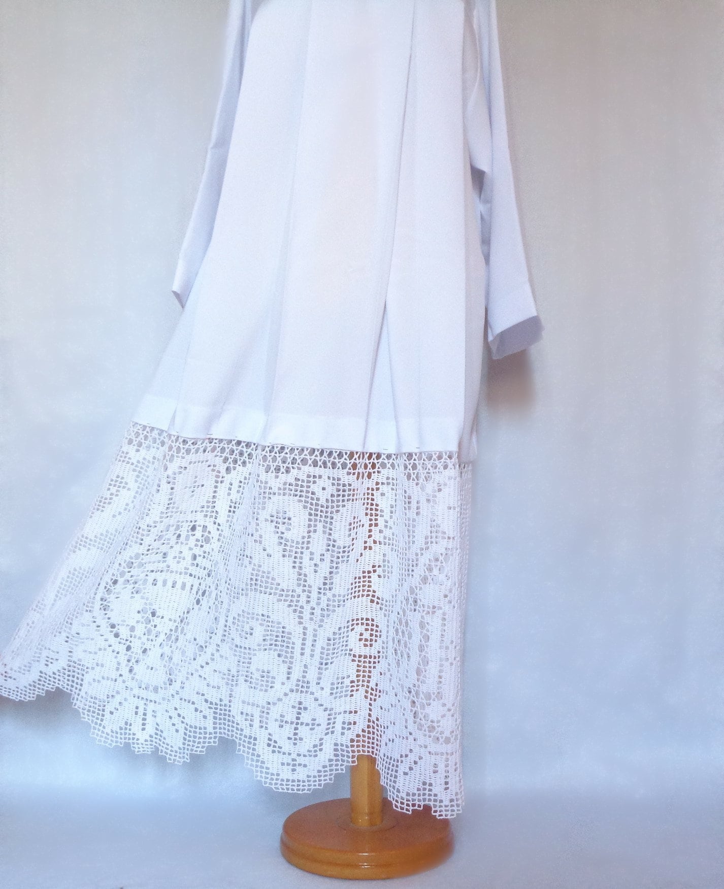 Square Neck Priest Alb: Liturgical Lace Trim, Hand Crochet Cotta - Etsy