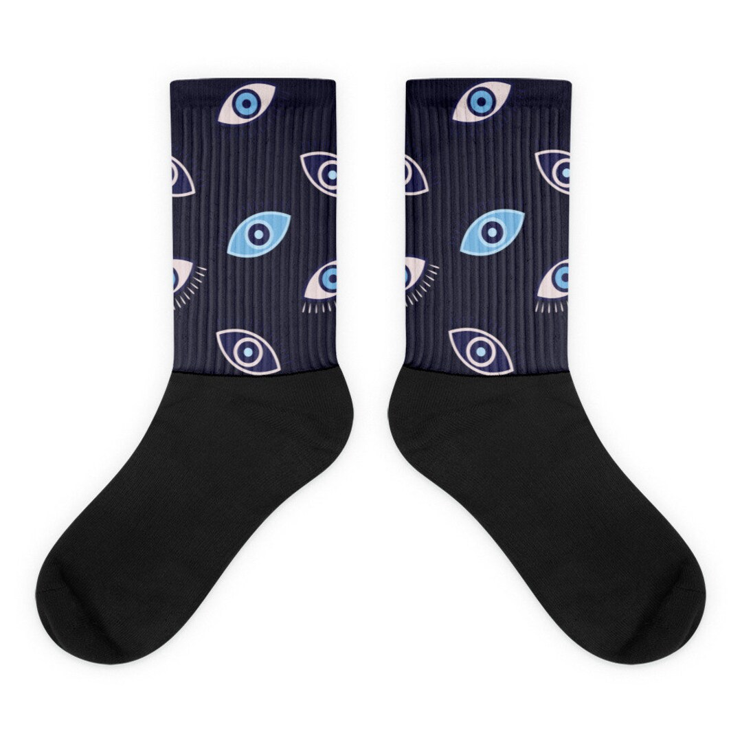 Evil Eye Socks / Boho Blue Socks - Etsy