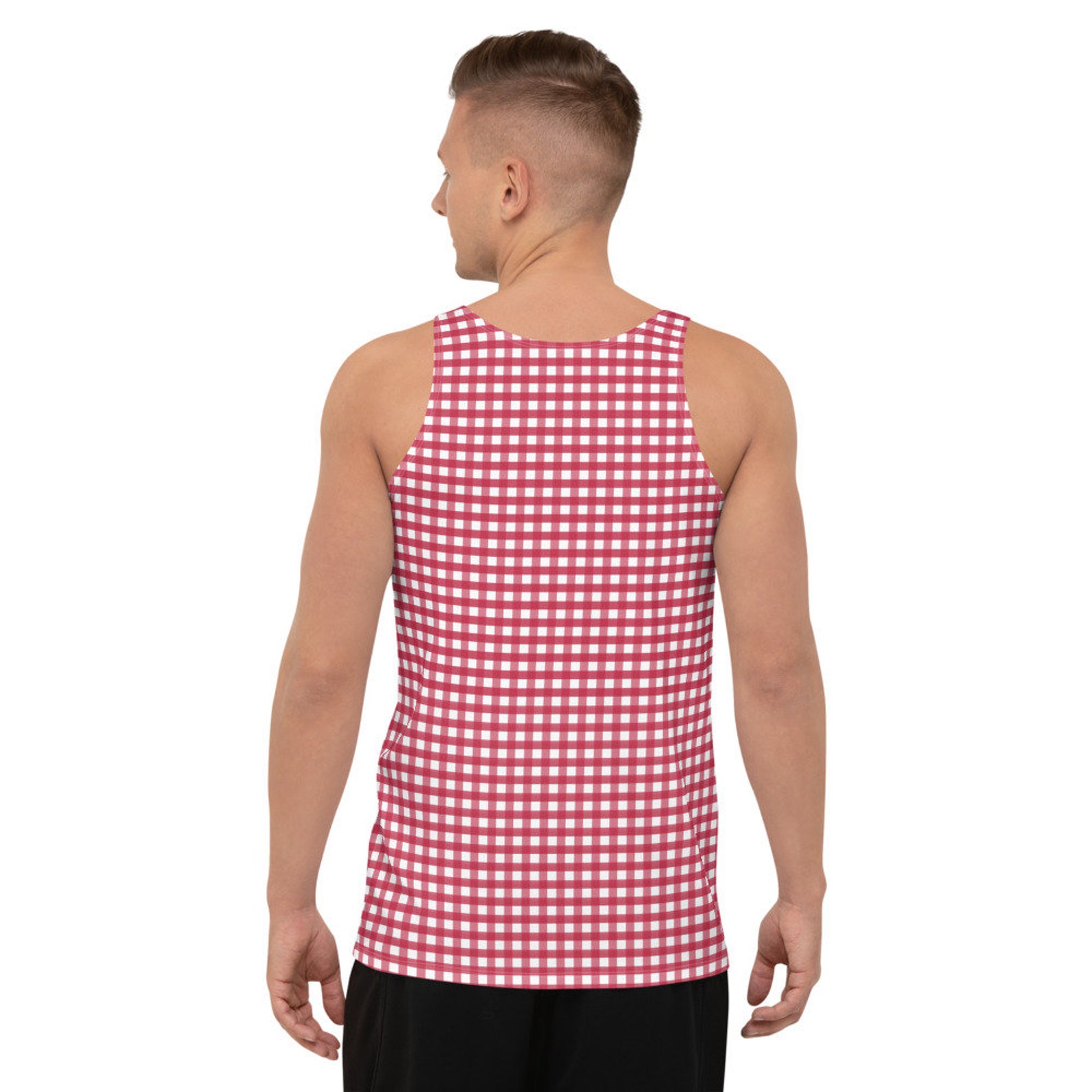 Red Gingham Unisex Tank Top / Red Check Sleeveless Tee - Etsy