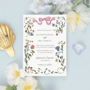 ALLYSON | Invitation Only, Floral Wedding Invitation Template With Pink ...