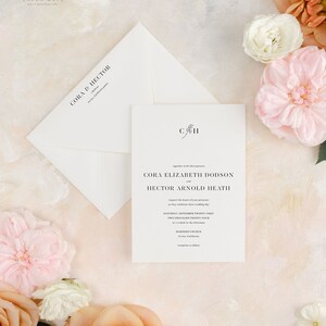 CORA| Elegant Wedding Invitation Suite Template With Simple Floral ...