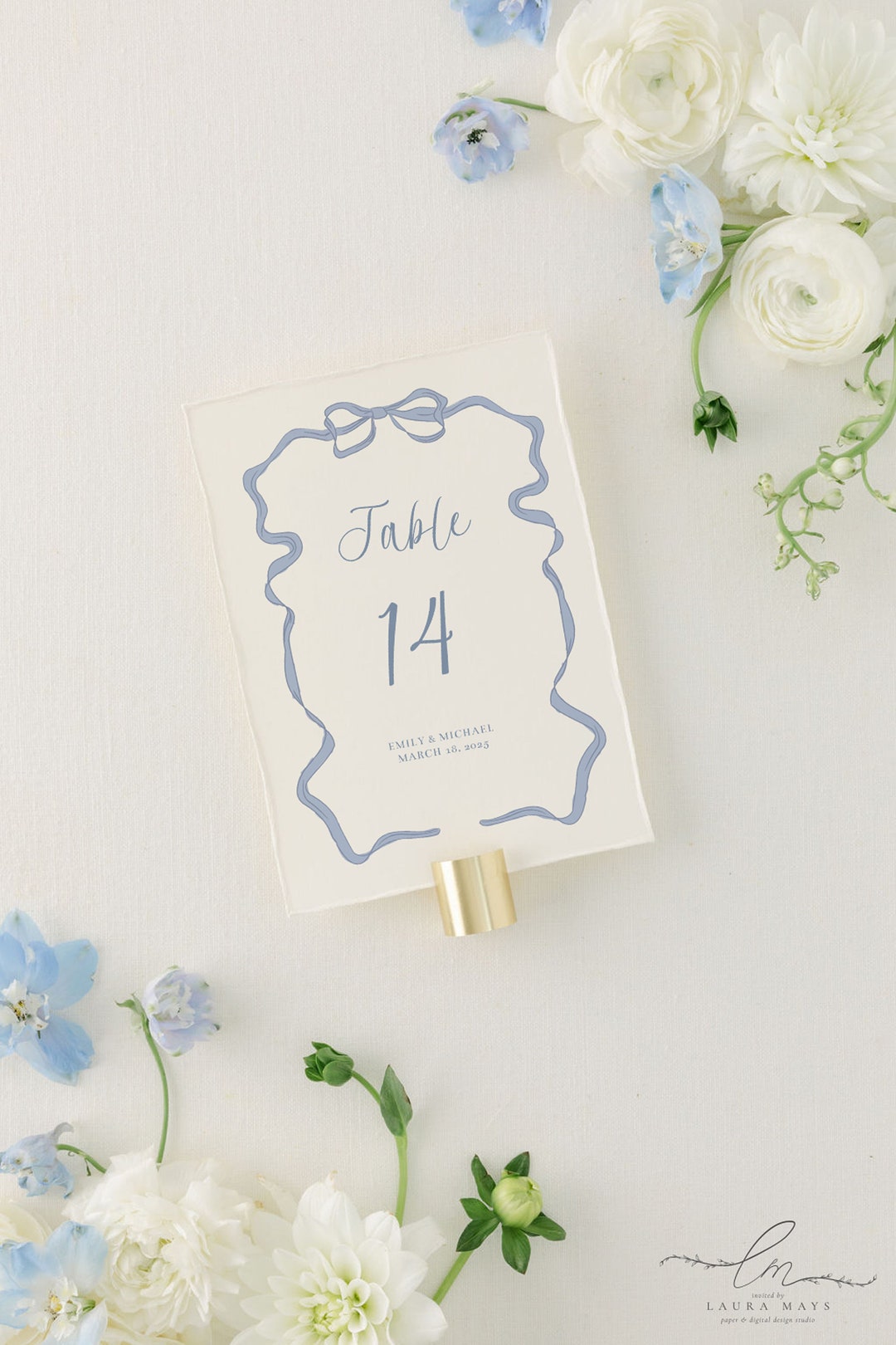 EMILY | Dusty Blue Ribbon Table Numbers Instant Download, Editable ...