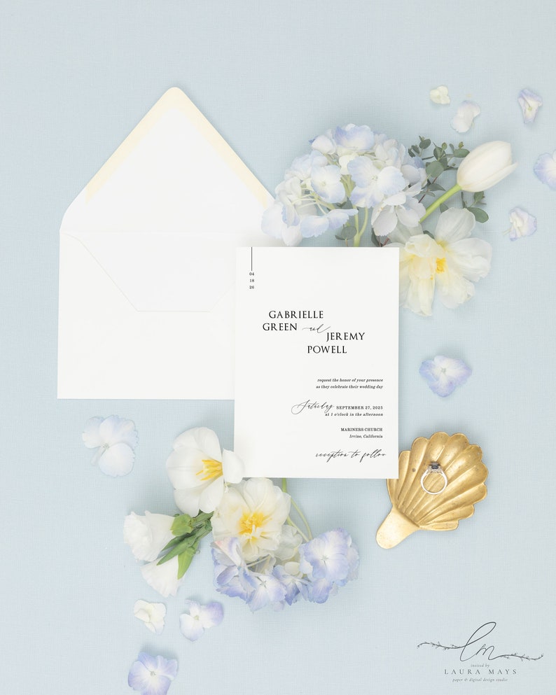 GABRIELLE | Modern Wedding Invitation Template, Editable Minimalist ...