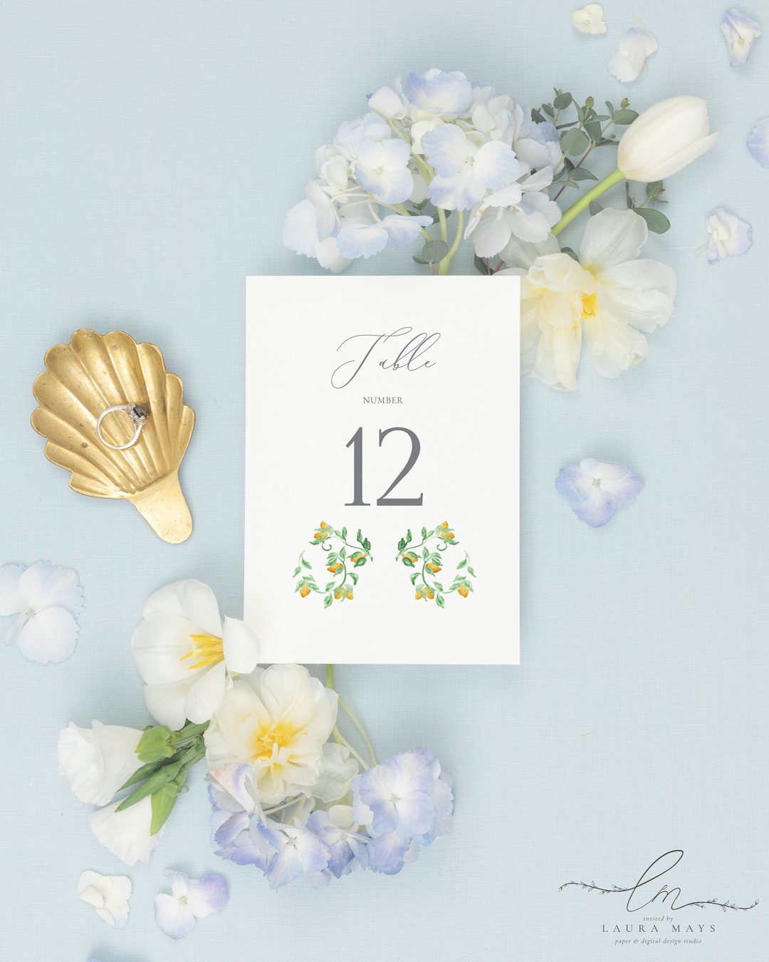 JESSICA | Italian Lemon Table Numbers, Digital Template, Mediterranean ...